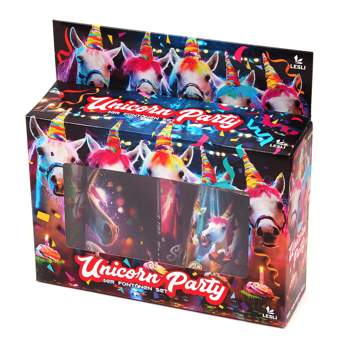 Lesli Unicon Party 5er Fontänen Box TEDI - Feuerwerksvitrine