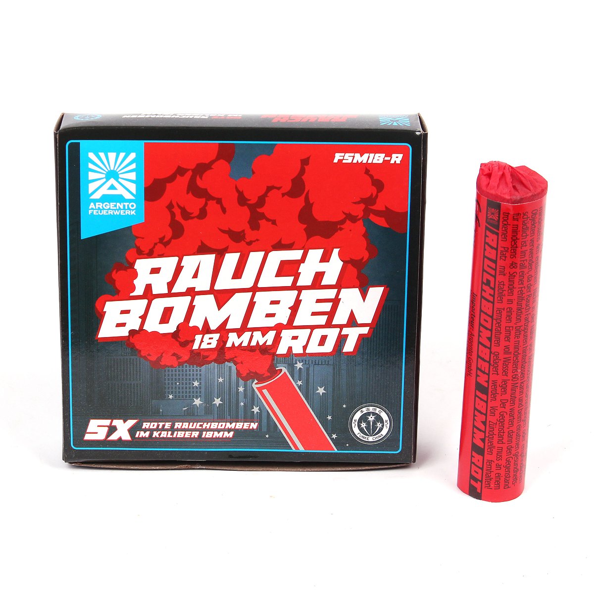 Argento Funke Rauchbomben rot 5er - Feuerwerksvitrine