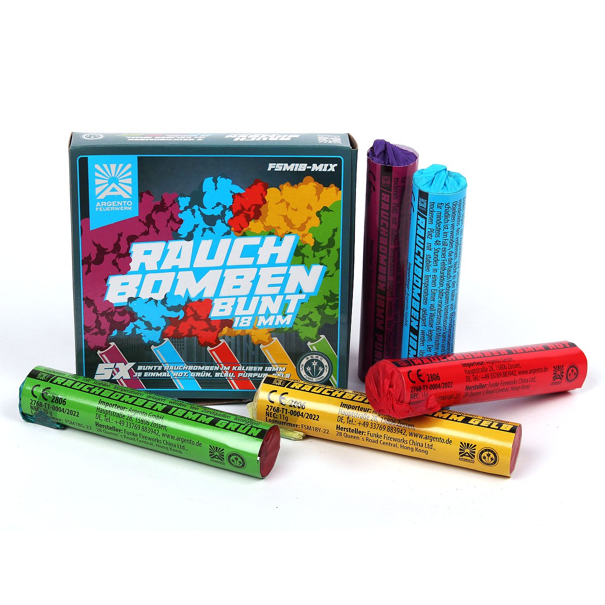Argento Funke Rauchbomben bunt 5er - Feuerwerksvitrine