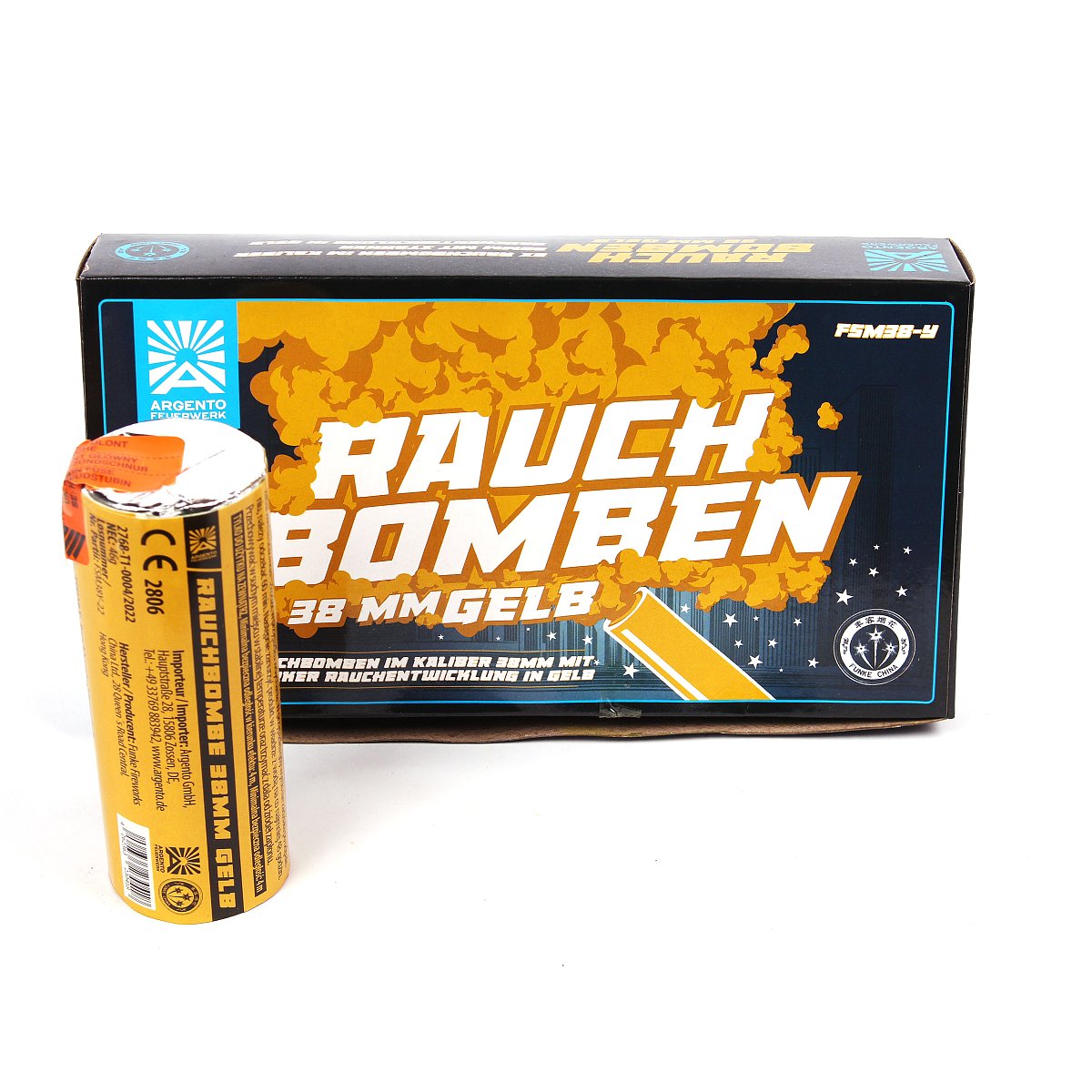 Argento Rauchbomben Kal. 38mm Gelb - Feuerwerksvitrine
