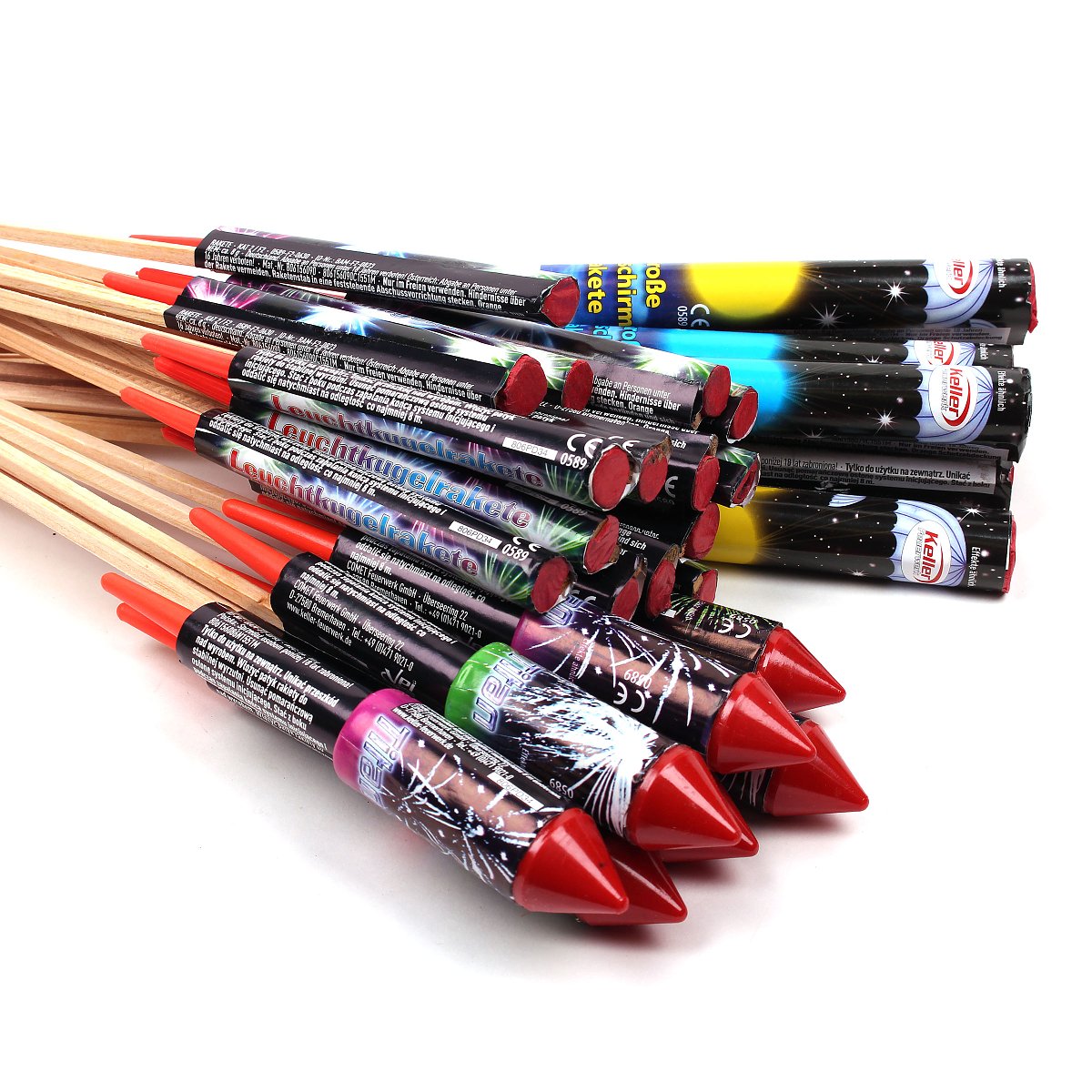 Keller Raketen Bündel im 3er Bündel - Feuerwerksvitrine