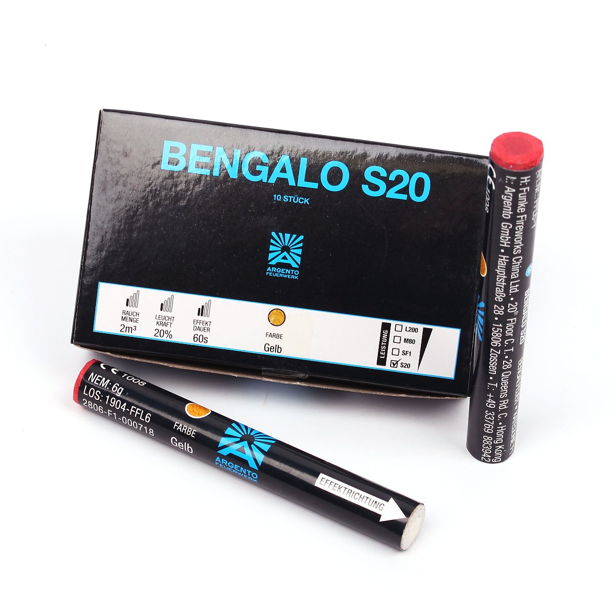 Argento Bengalo S20 Gelb - Feuerwerksvitrine