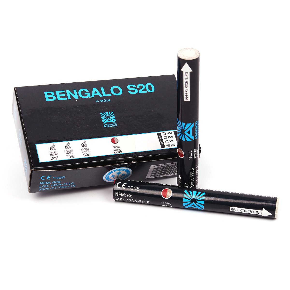 Argento Bengalo S20 Rot zu Silber - Feuerwerksvitrine